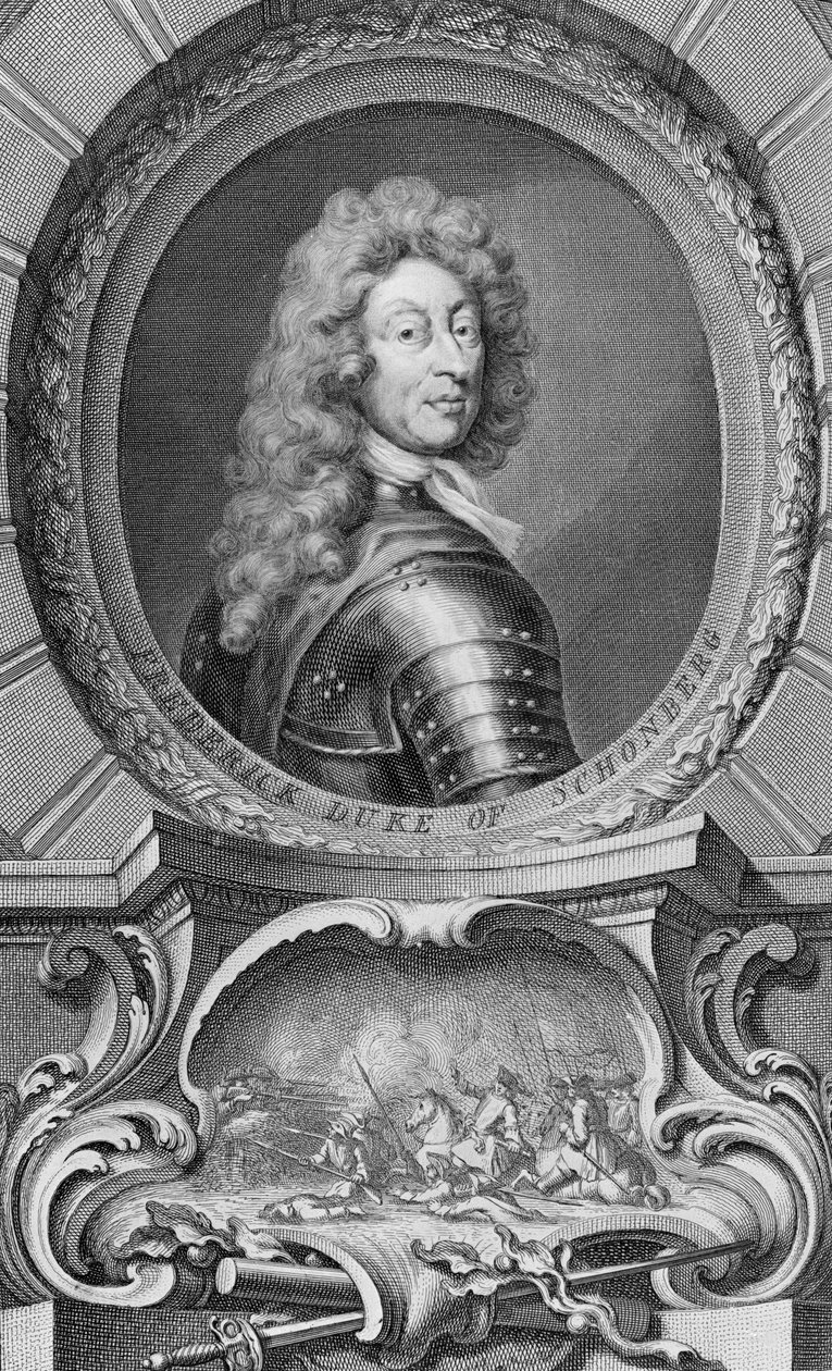 Frederick, Duke of Schomberg (1615-90) engraved by Jacobus Houbraken ...