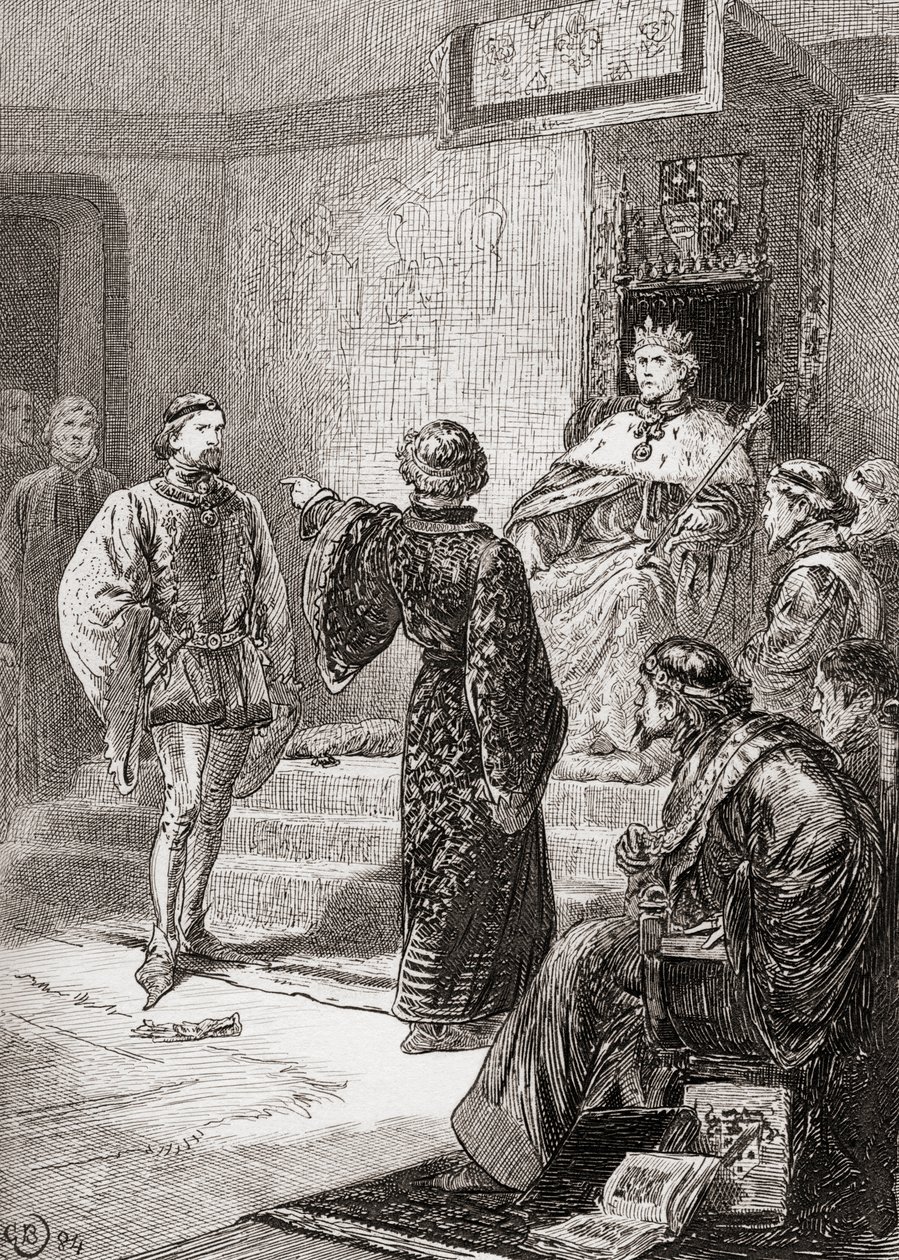 A scene from William Shakespeare's King Richard II, Act 1, Scene 1 ...