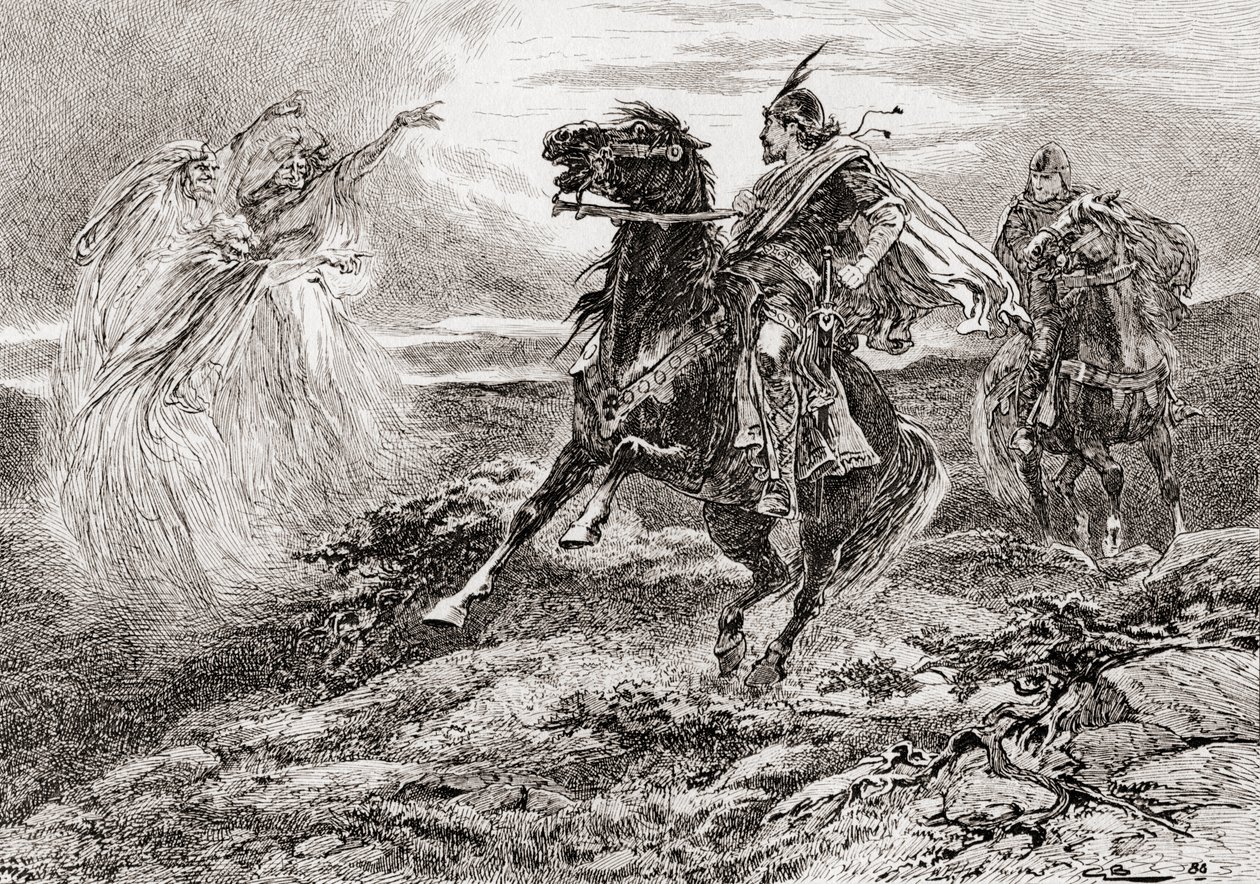 A scene from William Shakespeare's play Macbeth, Act I, Scene 3, First ...