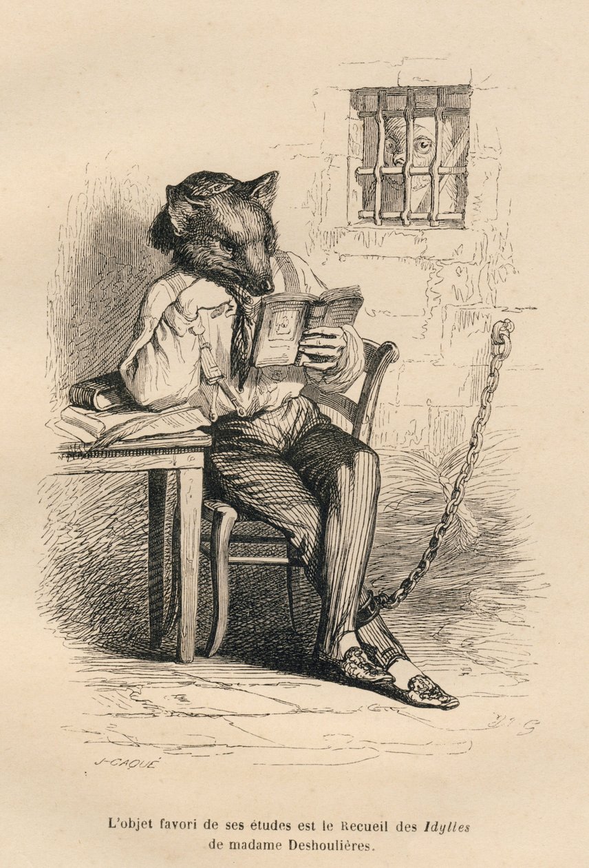 Wolf Reading in Prison by Grandville: Buy fine art print