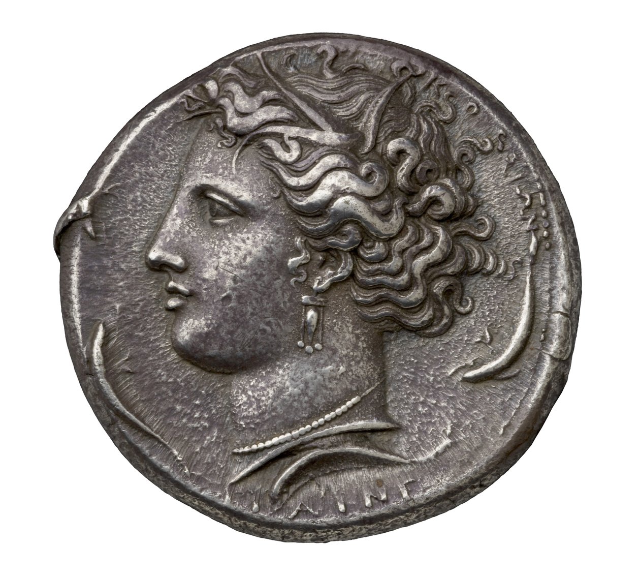 Ancient Greek silver coin from Syracuse, 404-390 BC by Greek