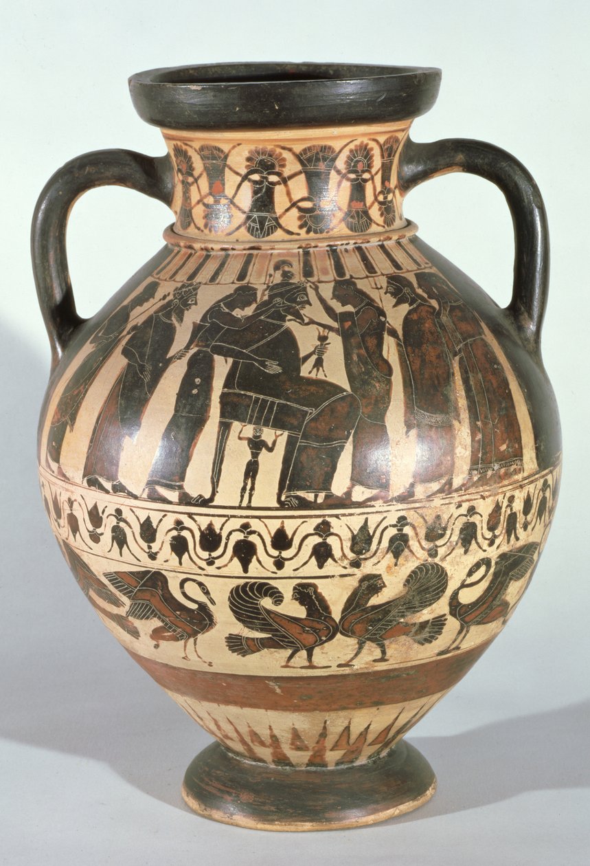 Attic Corinthian Amphora Depicting Zeus on His Throne During the Birth ...