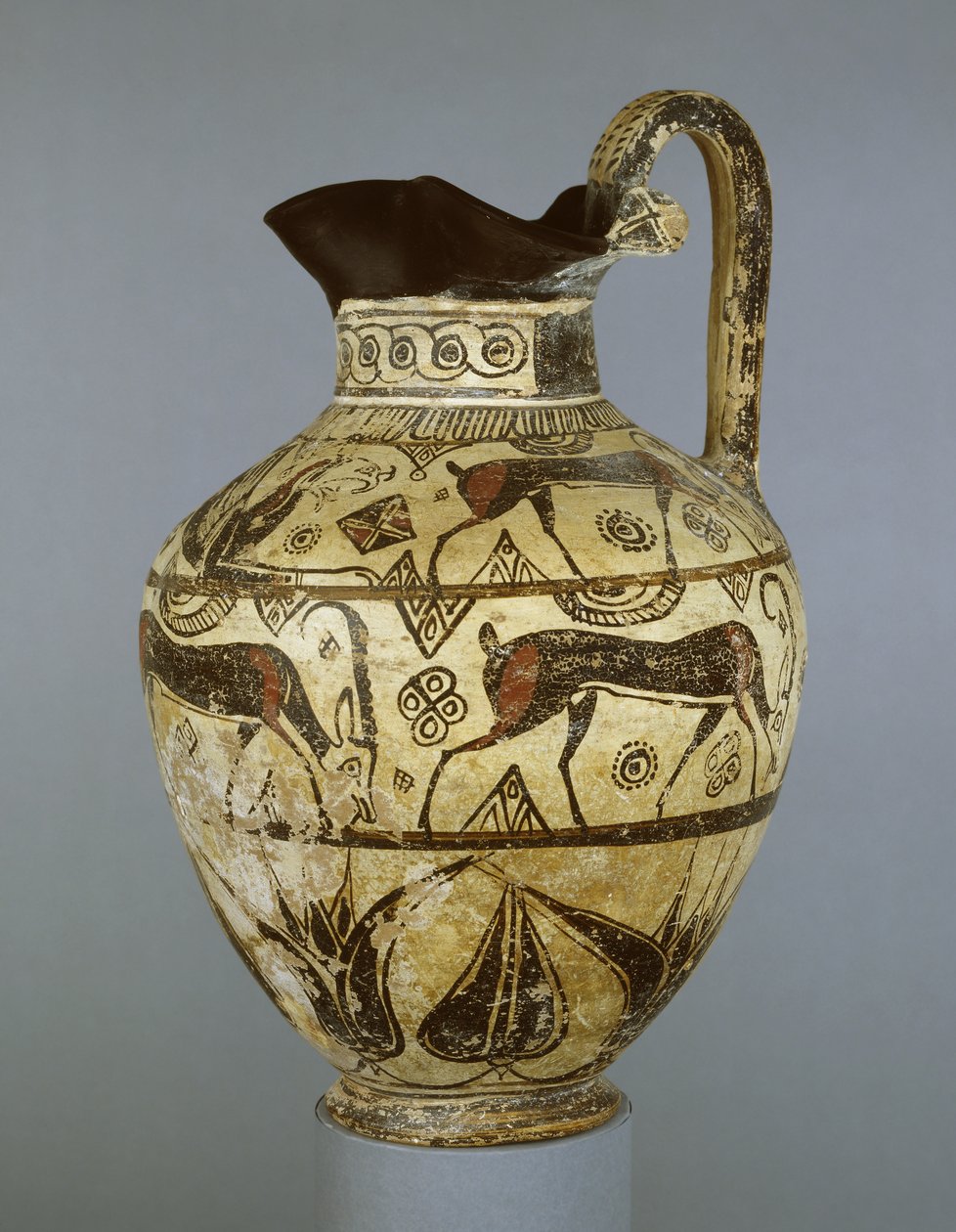Rhodian Middle Wild Goat Style oinochoe, from Rhodes, c.600 BC