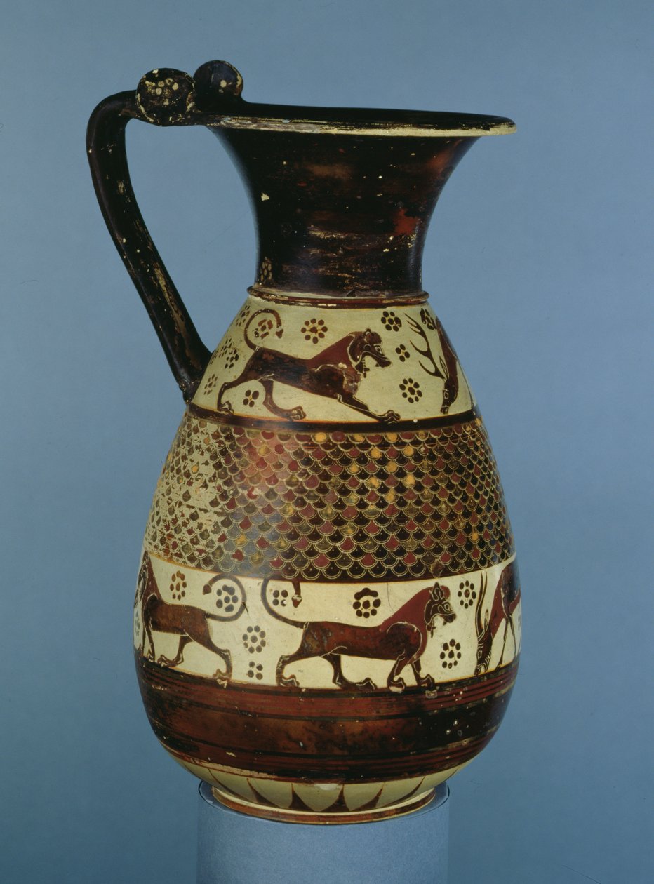 Transitional Protocorinthian-Corinthian Olpe Decorated with an Animal ...