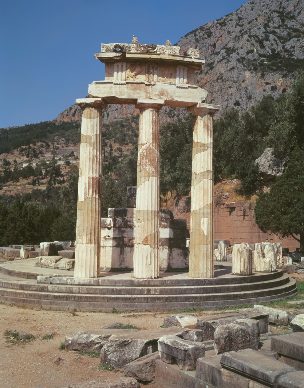 View of the tholos temple at the Sanctuary of Athena Pronaia