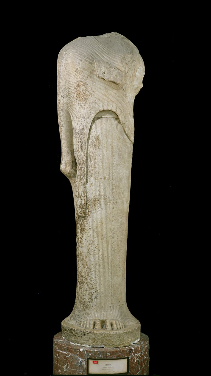 Kore figure dedicated by Cheramyes to Hera, from the Sanctuary of Hera ...