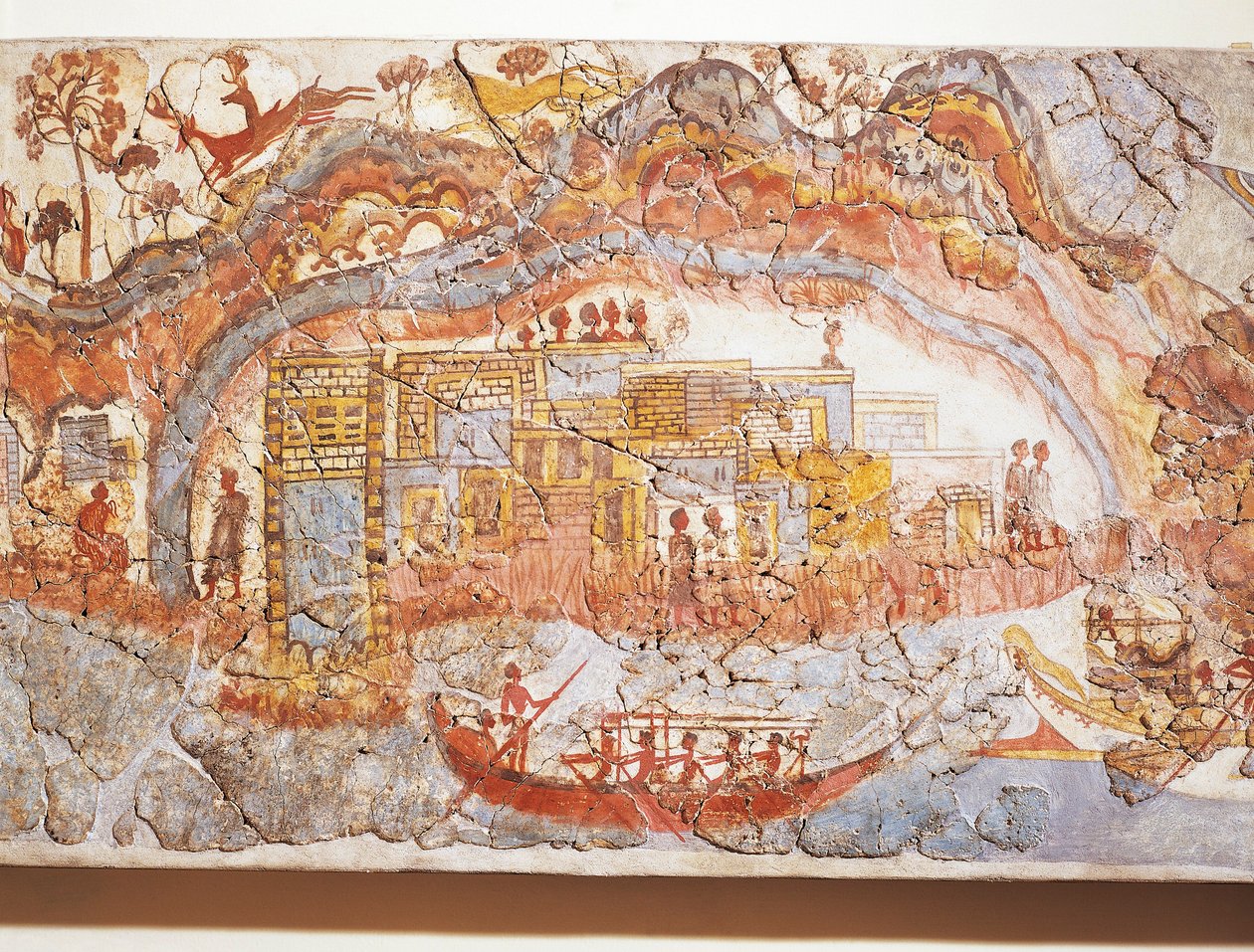 Greek civilization, fresco depicting ship procession, from Akrotiri ...