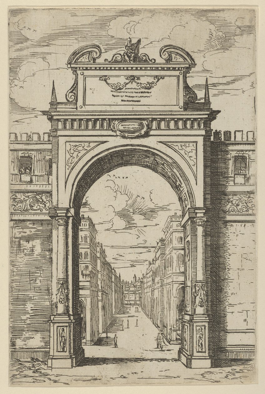 Triumphal Arch Surmounted by a Statue of Moses, Buildings Seen Through ...