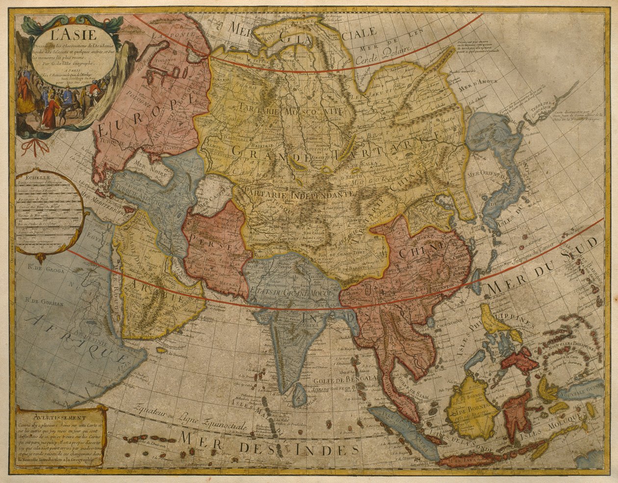 Map of Asia, Published in 1700, Paris by Guillaume Delisle