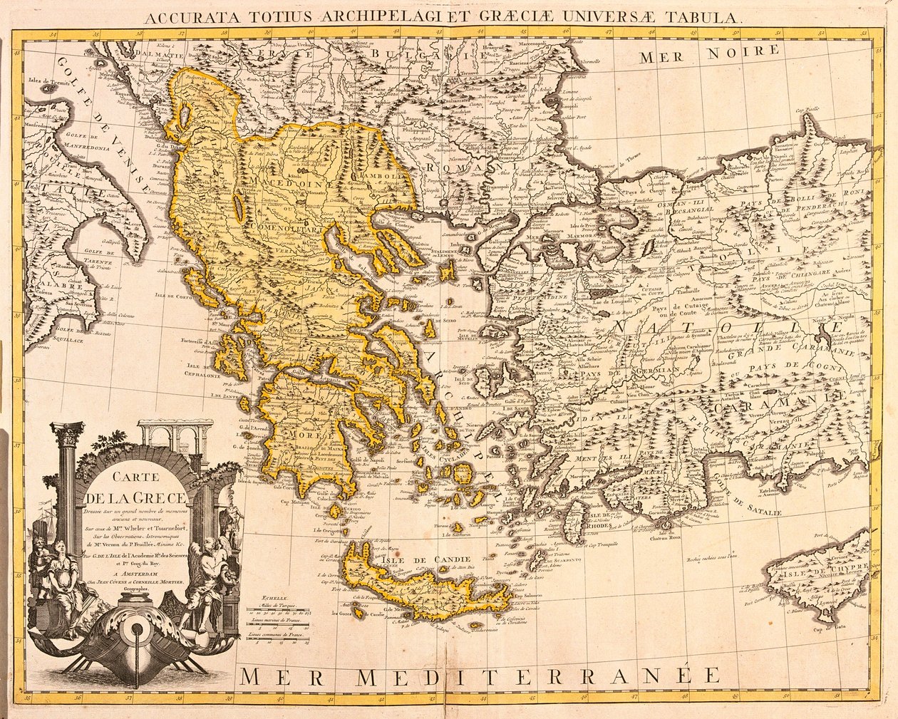 Map of Greece (etching) by Guillaume Delisle: Fine art print