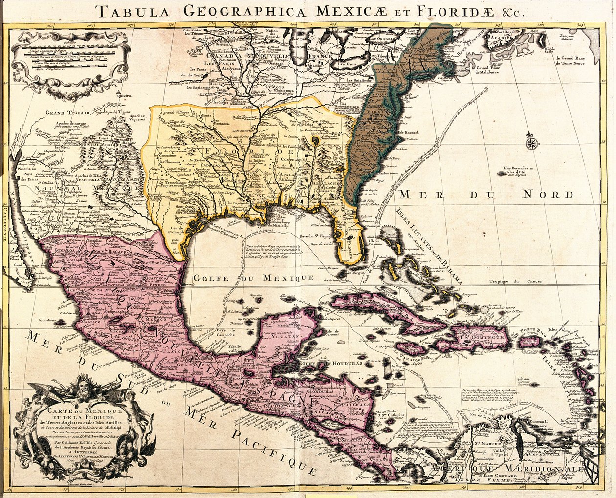 Map of Mexico and Florida with the Caribbean Islands (Cuba, Haiti ...