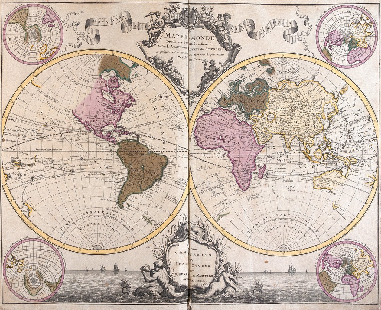 Map of the two hemispheres by Guillaume Delisle