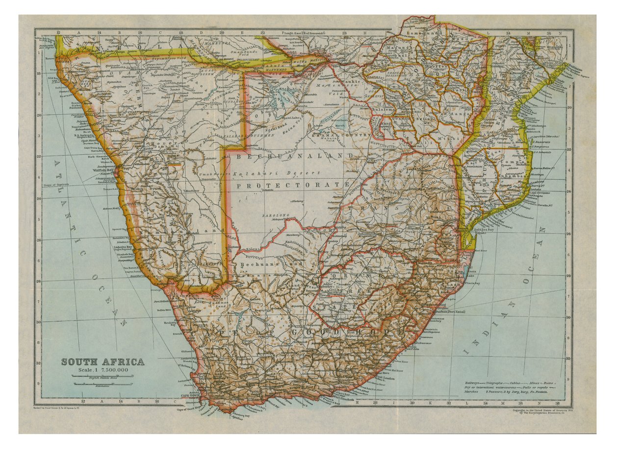 Map of South Southern Africa by Gull Engraving Company