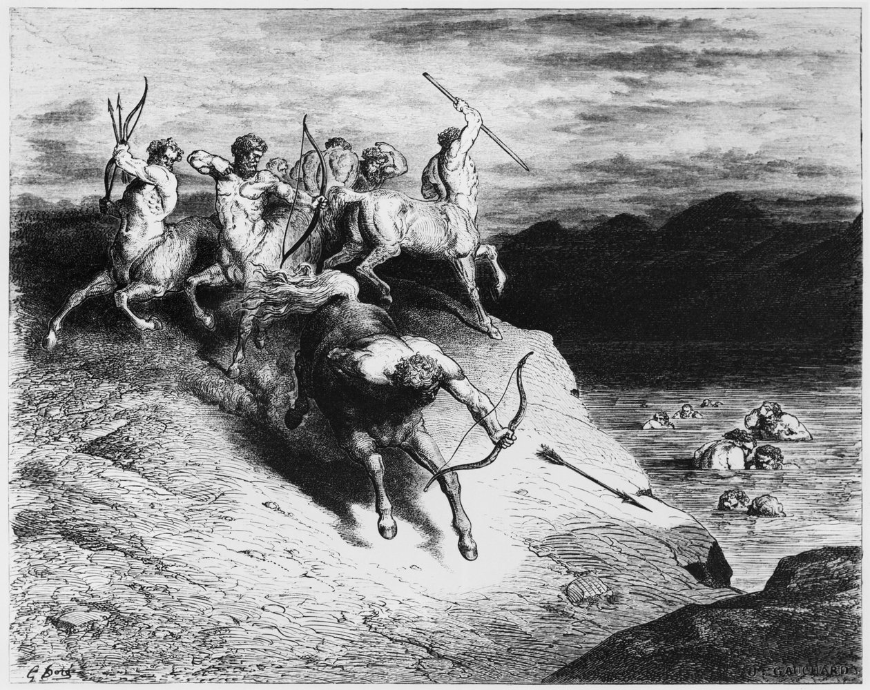 Centaurs, Illustration from 'The Divine Comedy' (Inferno) by Dante ...