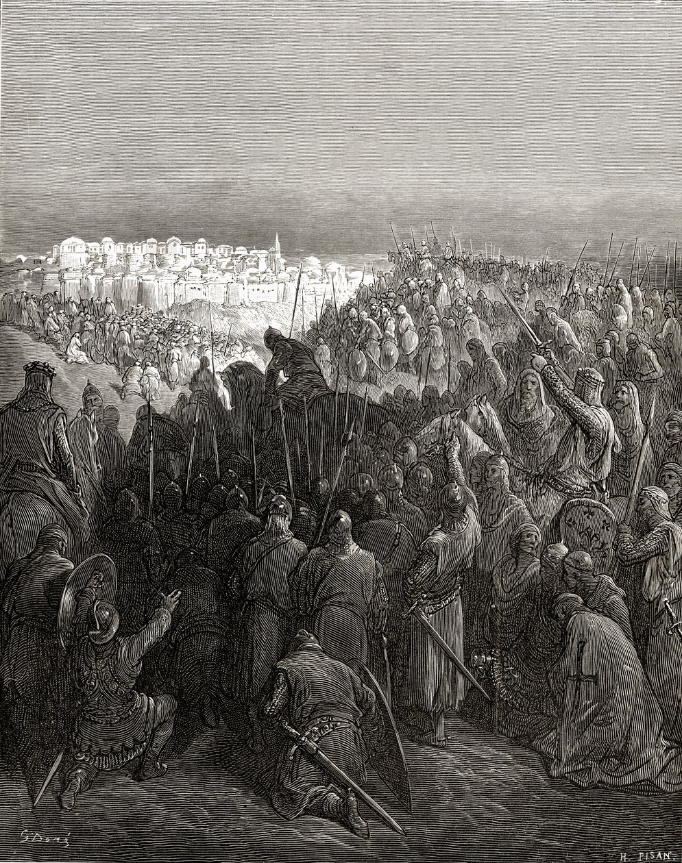 Enthusiasm of the Crusaders in Constantinople in 1204, illustration ...