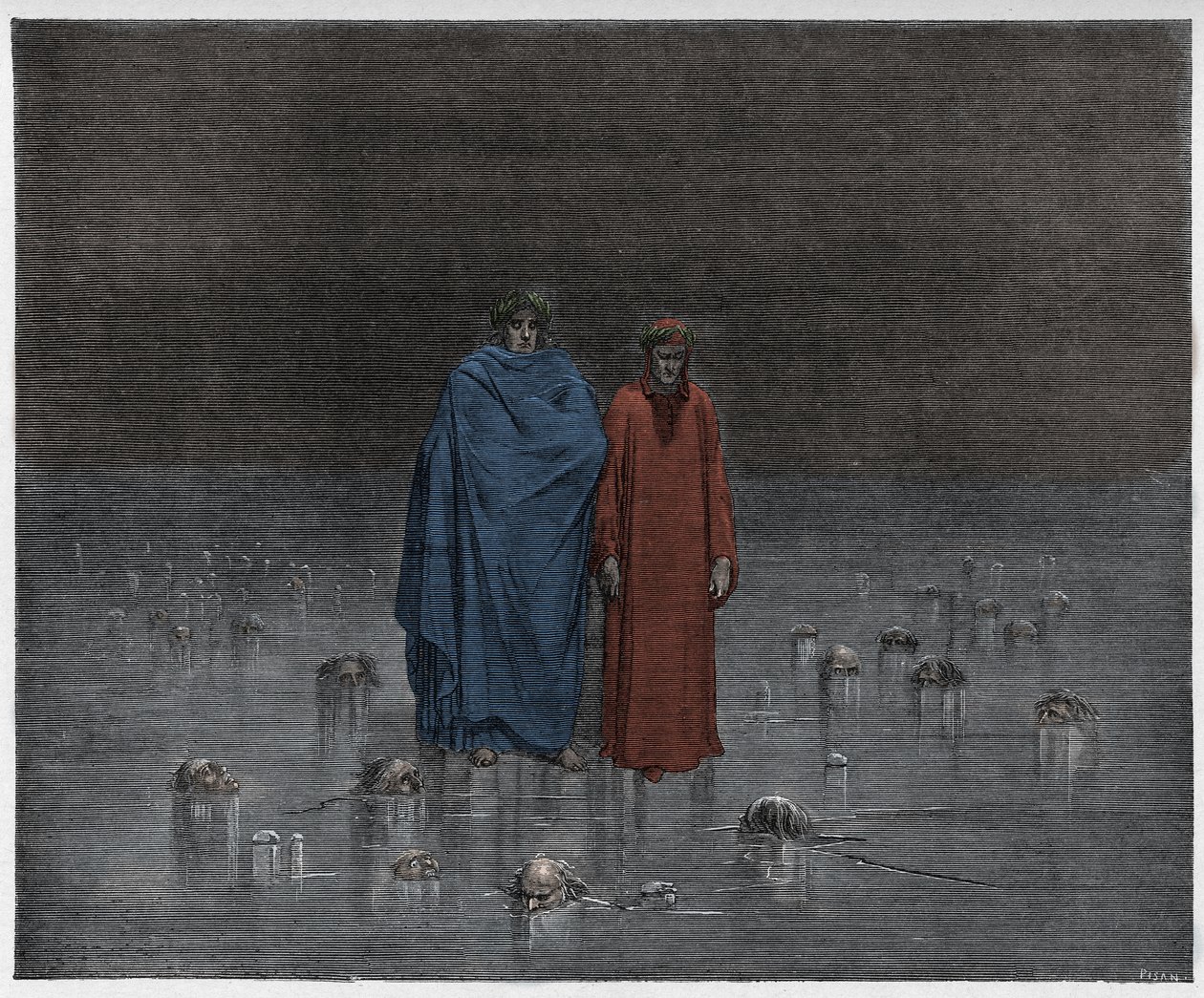 Inferno, Canto 32: The traitors frozen in the ice of Cocytus ...