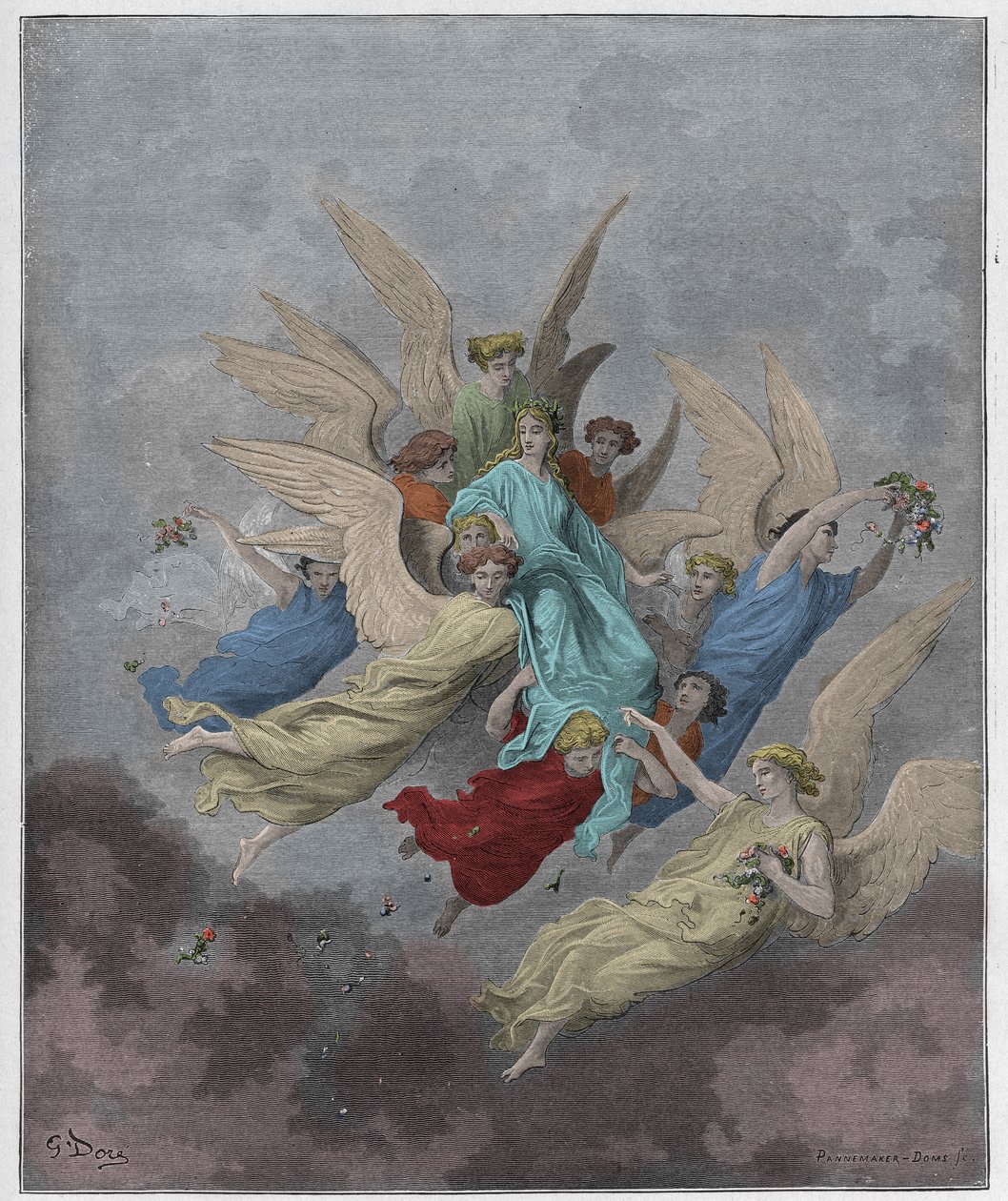 Purgatorio, Canto 30: Beatrice among the angels (illustration from The ...
