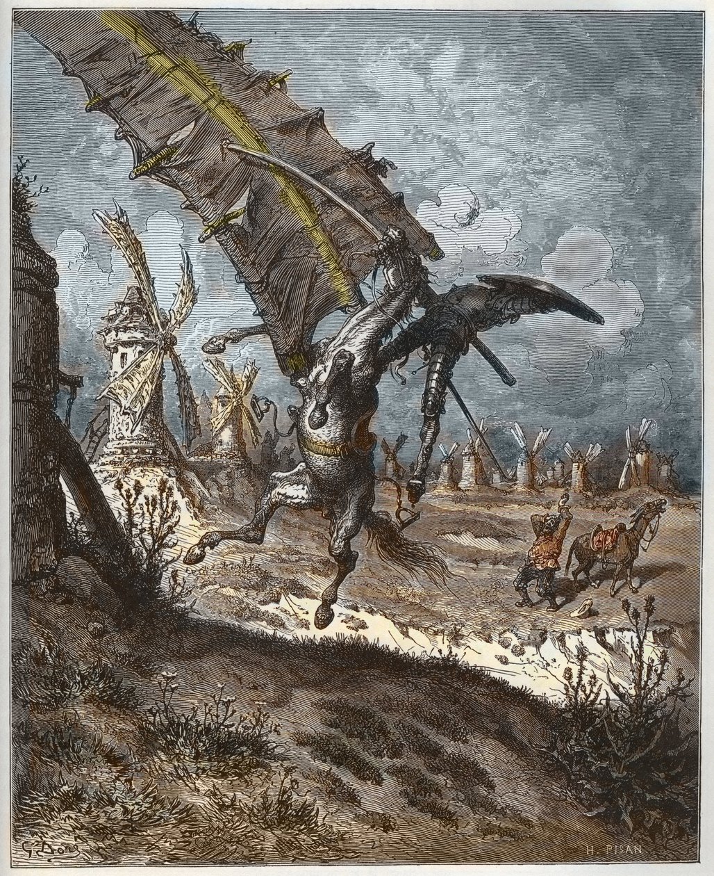 Don Quixote and the Windmills from 'Don Quixote de la Mancha' by Miguel ...