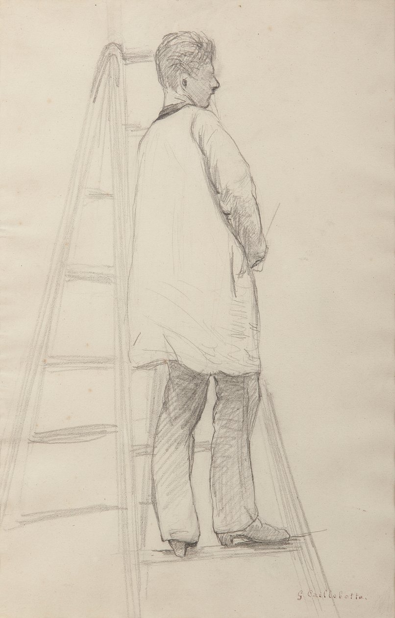 Study for House Painters: Man on a Ladder, Three-Quarter Back View