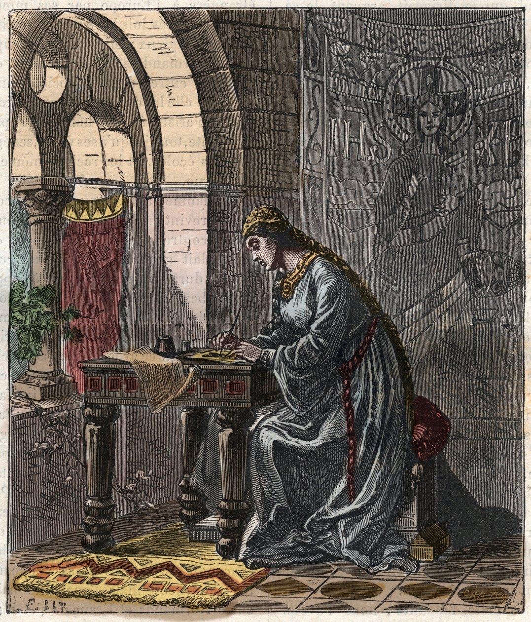 Bertrade of Montfort, Queen of France, in Fontevrault - Engraving by ...