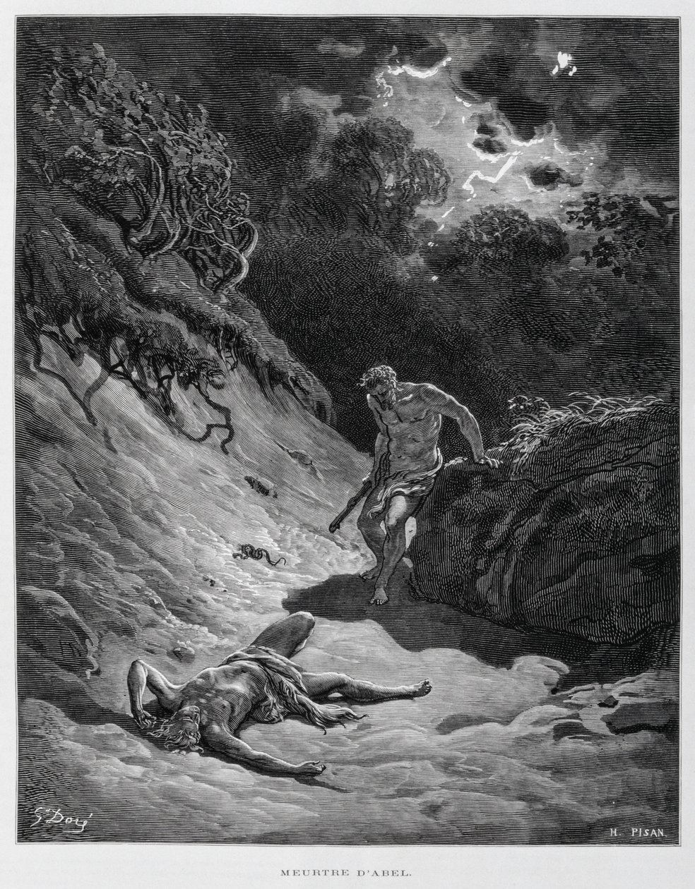 Cain Kills His Brother Abel (Illustration from the Dore Bible)