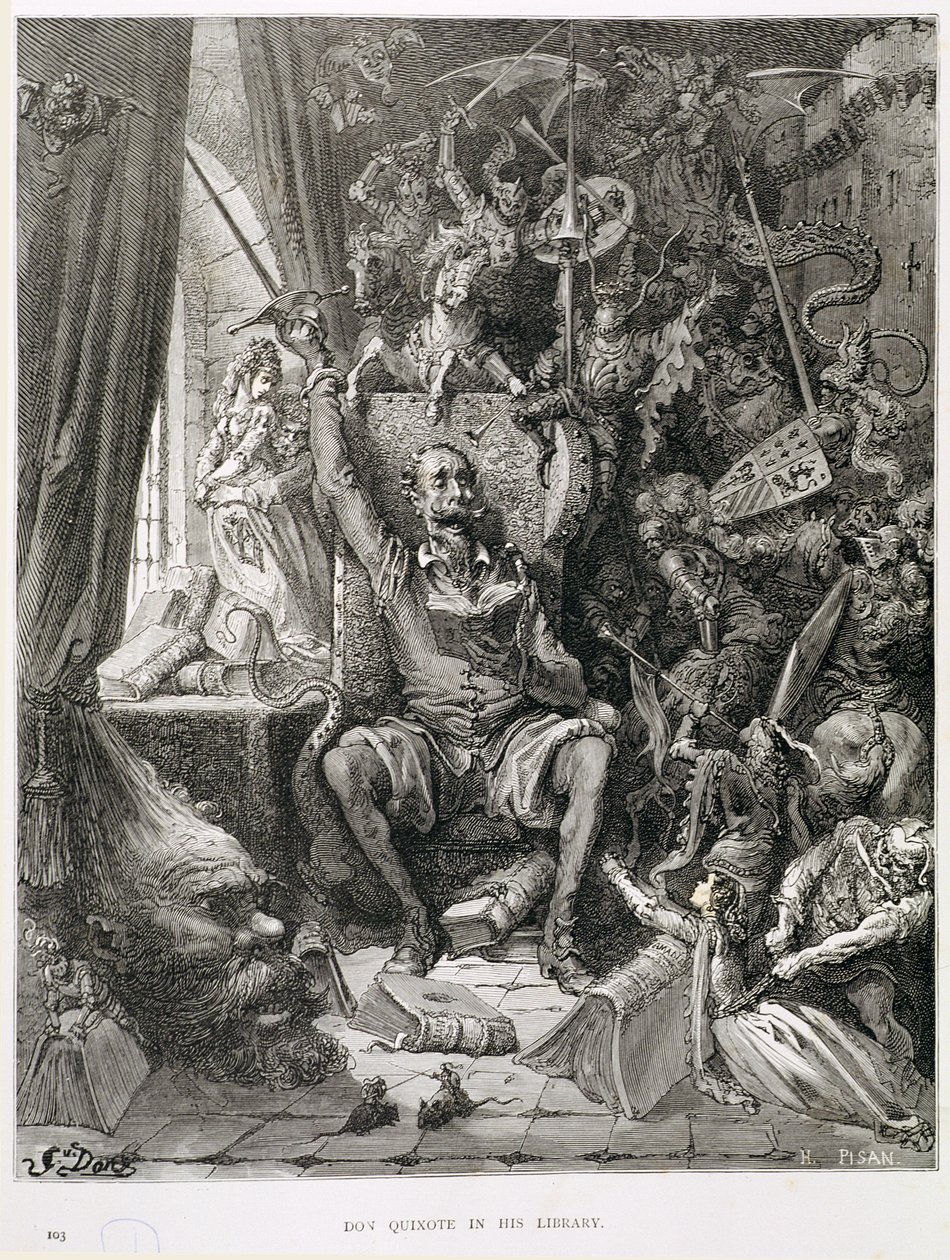Don Quixote in His Library, c.1868 by Gustave Dore