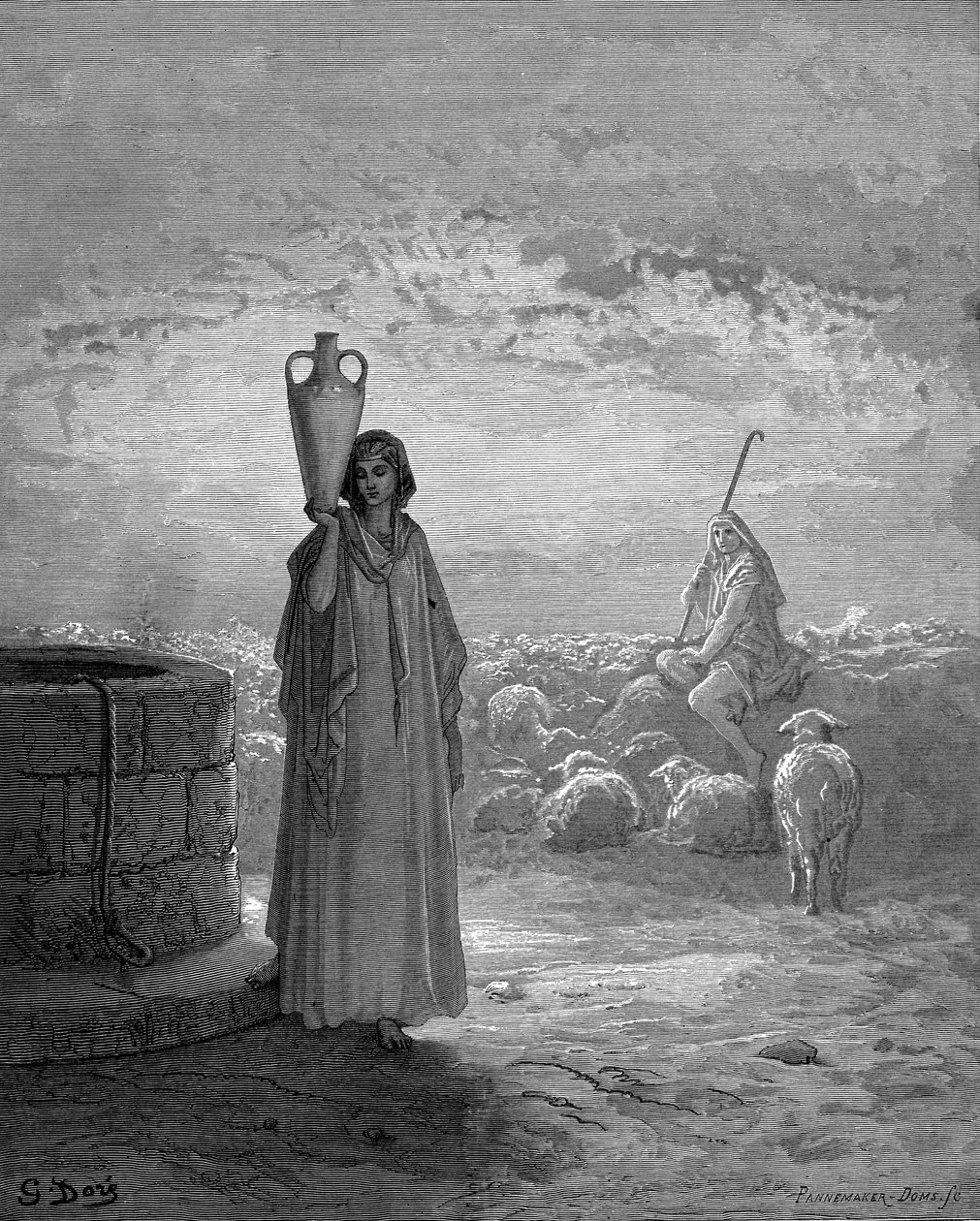 Jacob, Keeping Laban's Flocks, Sees Rachel at the Well. Genesis 29 ...