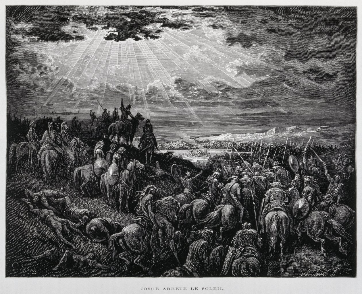 Joshua Makes the Sun Stand Still, Illustration from the Dore Bible