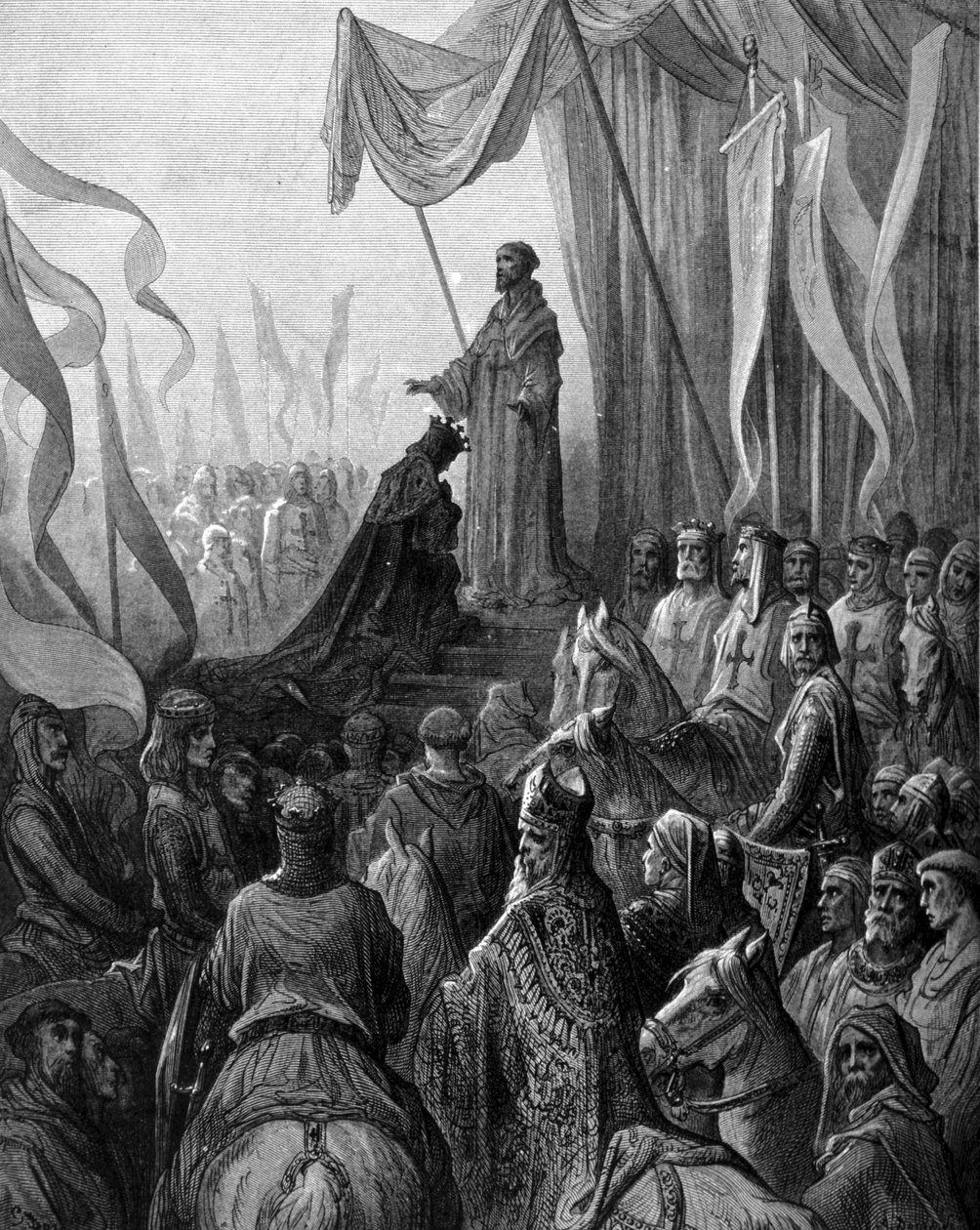 Louis VII (1120 - 1180) kneeling before St. Bernard of Clairvaux in ...