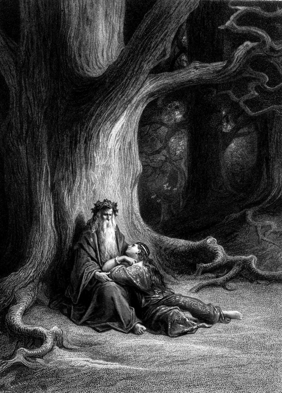 Merlin and Viviane in the Broceliande Forest (Cycle of the Knights of ...