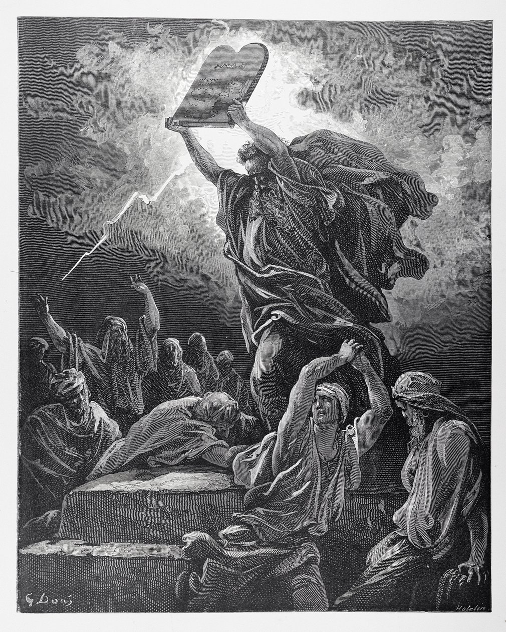 Moses Breaking the Tablets of the Law, engraved by Hotelin, c.1868