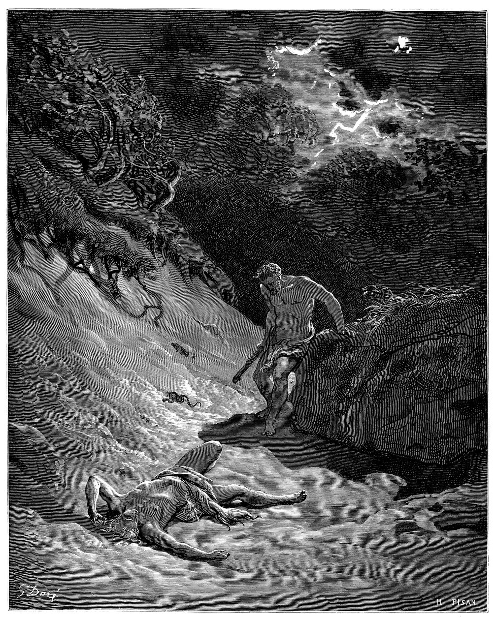 Murder of Abel by Cain (Illustration of Gustave Dore for The Bible)