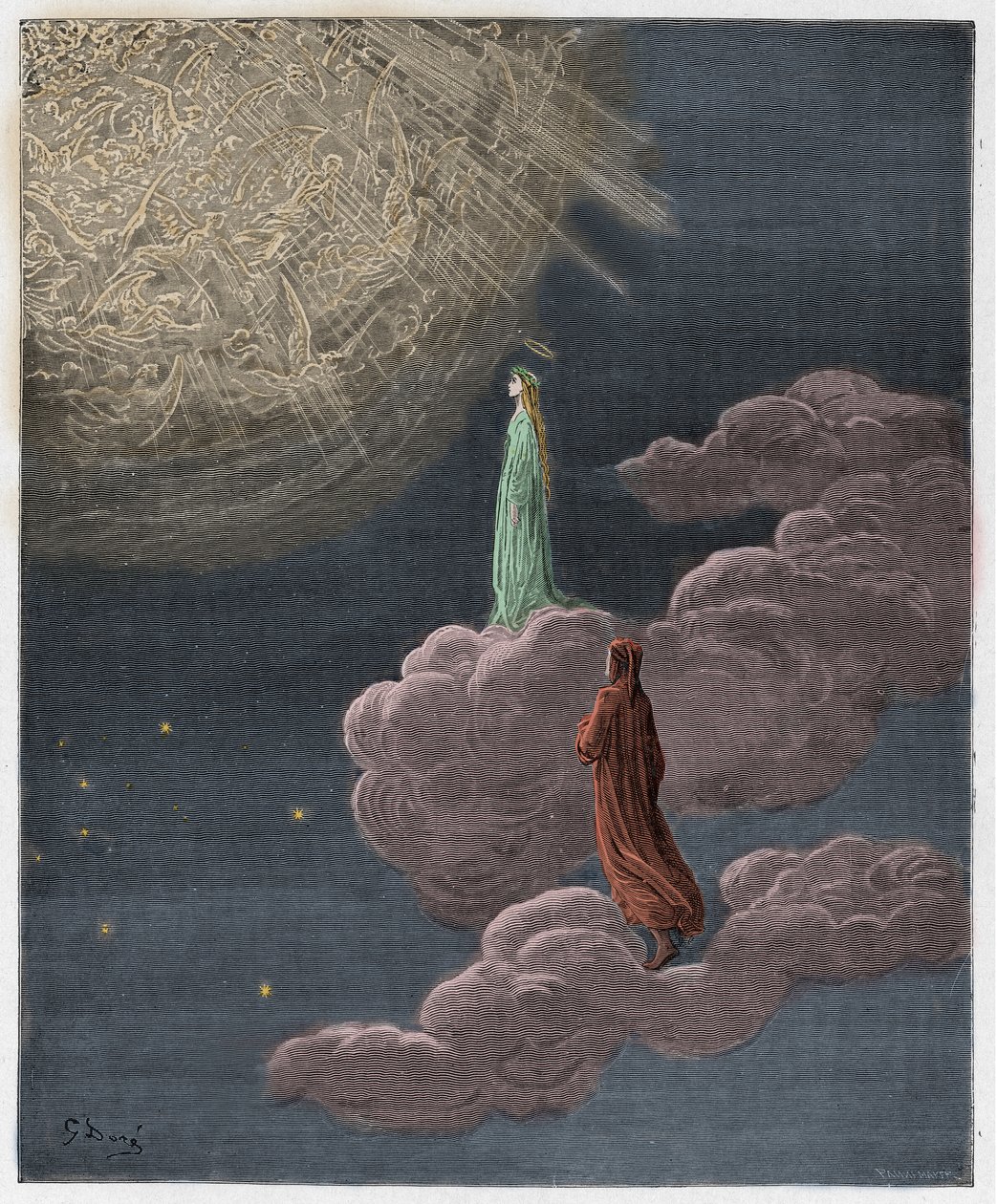 Paradiso, Canto 14: Dante and Beatrice translated to the sphere of Mars ...