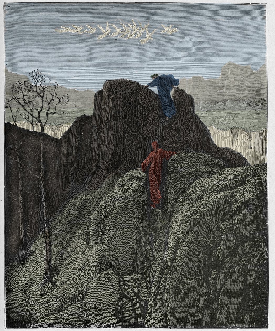Purgatorio, Canto 4: Virgil leads Dante up the rugged mountainside ...