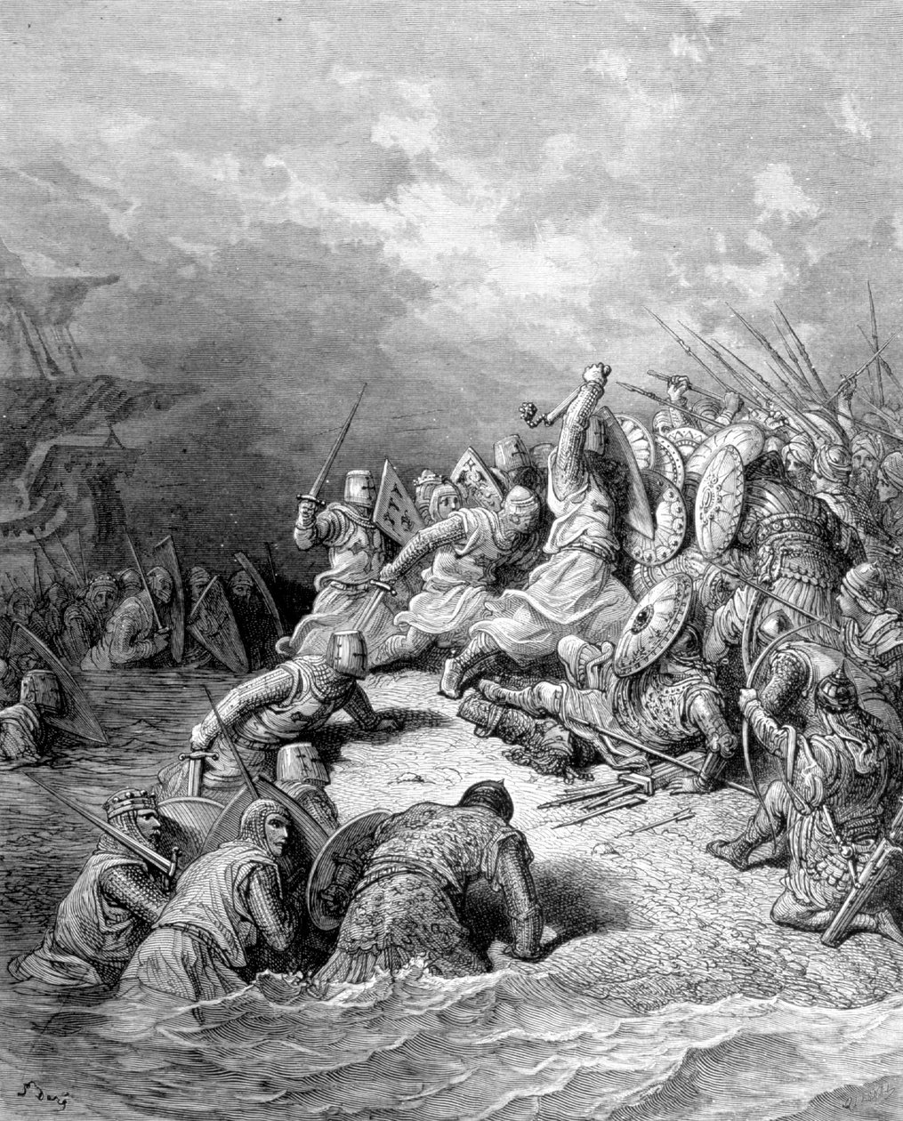 Richard the Lionheart delivers the city of Joppa - engraving by Gustave ...