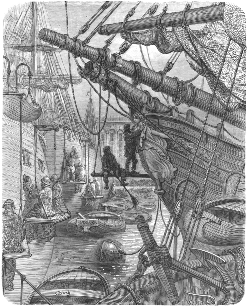 The Docks - The Concordia by Gustave Dore: Fine art print