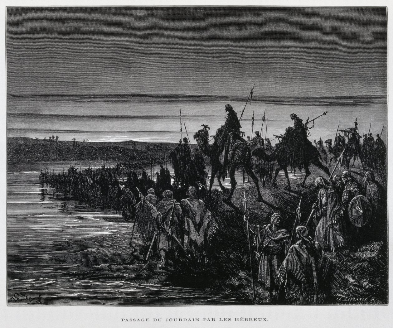 The Hebrew tribes enter Canaan over the Jordan River, Illustration from ...