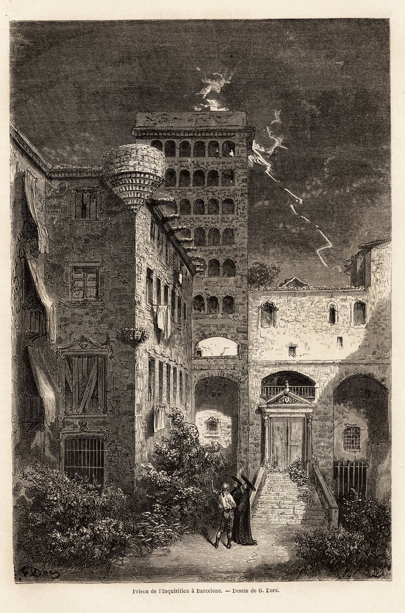 The Inquisition Prison in Barcelona, drawing by Gustave Dore, to ...