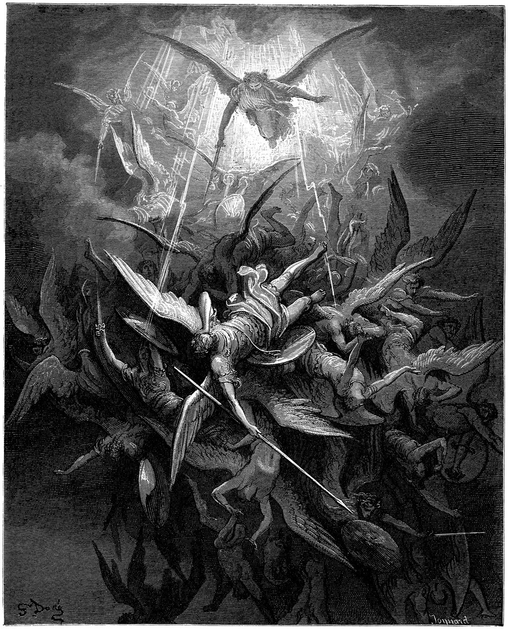The fall of angels, Illustration by Gustave Dore for “Paradise Lost” by ...