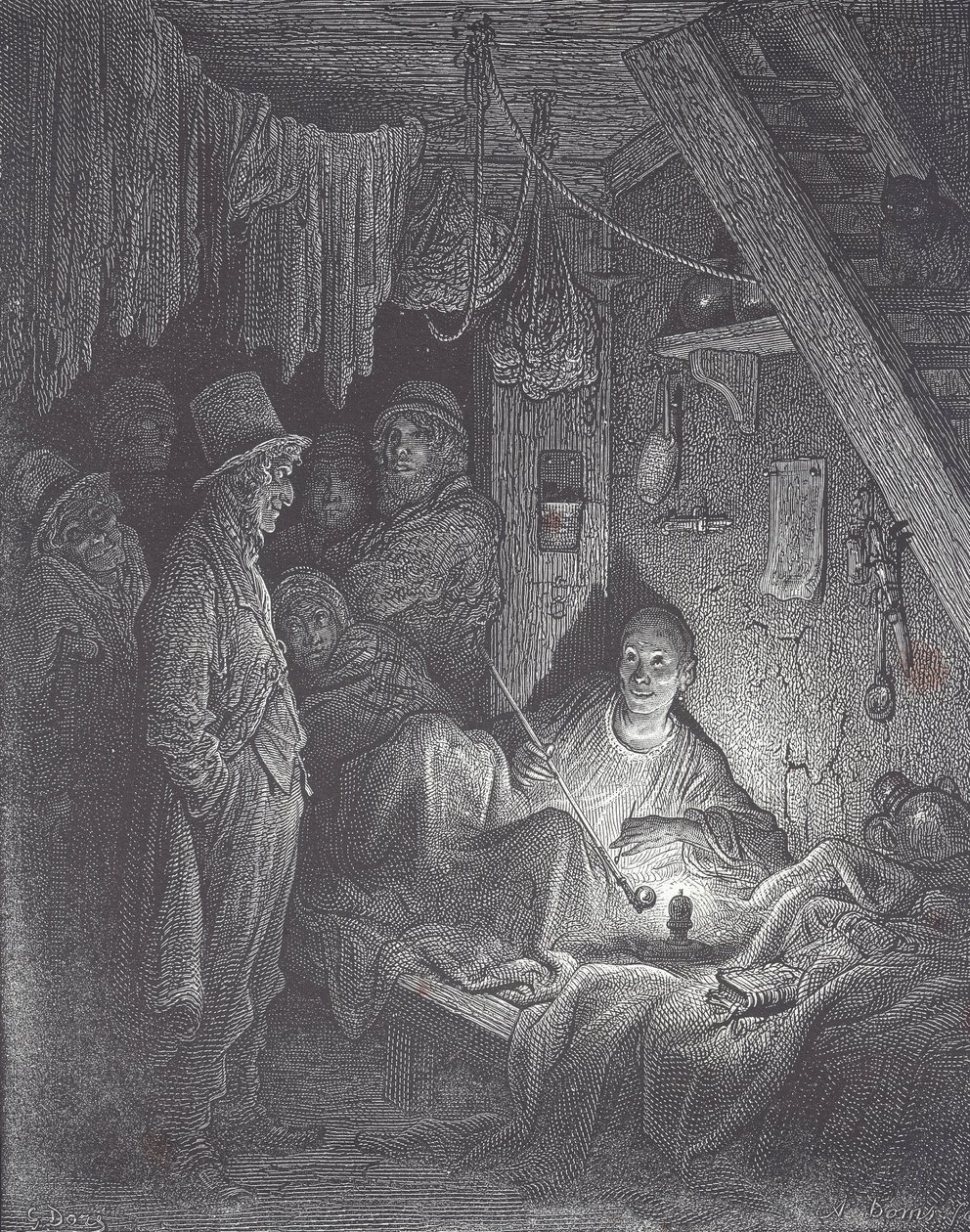Victorian opium smoking den in London by Gustave Dore