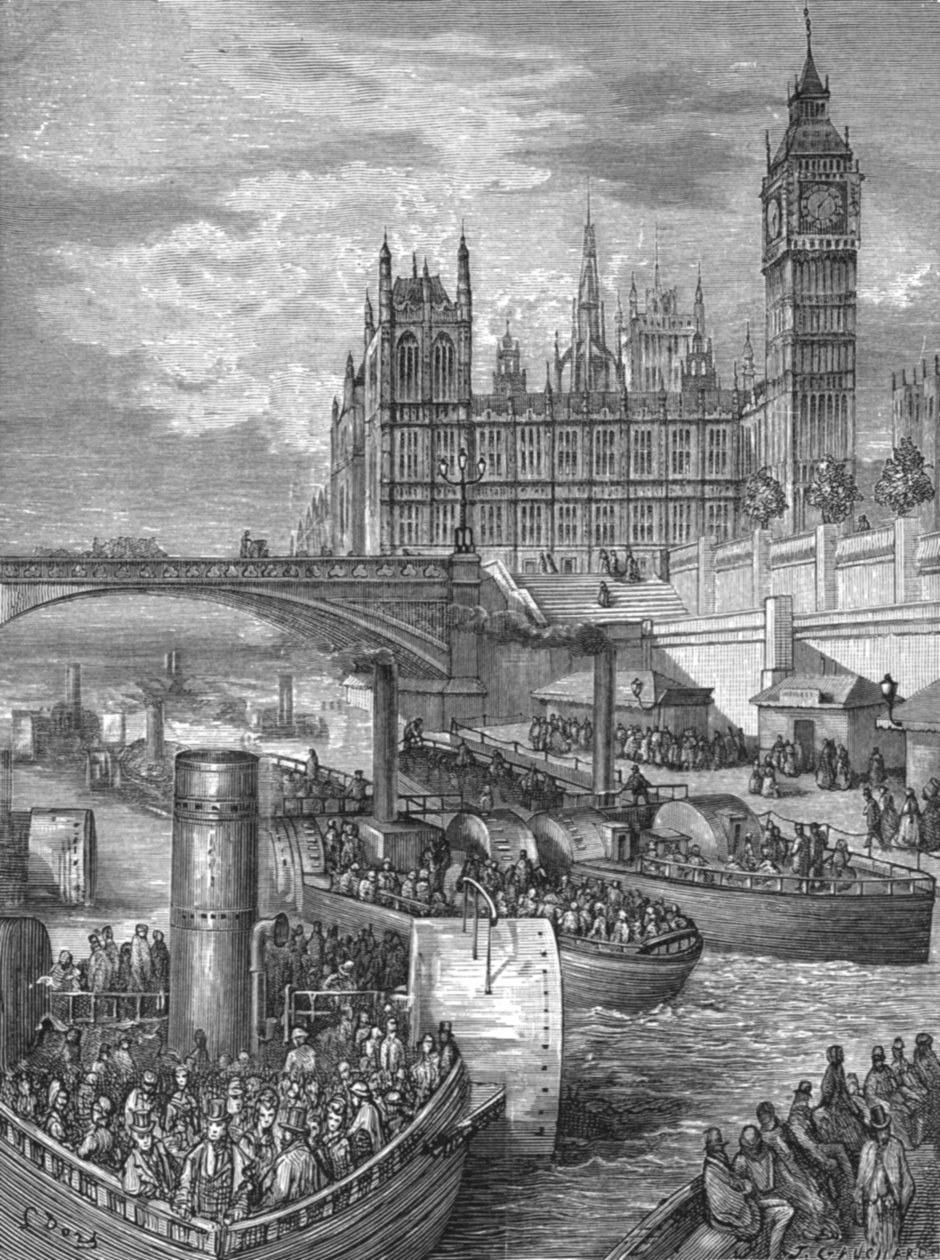 Westminster Stairs - Steamers Leaving by Gustave Dore