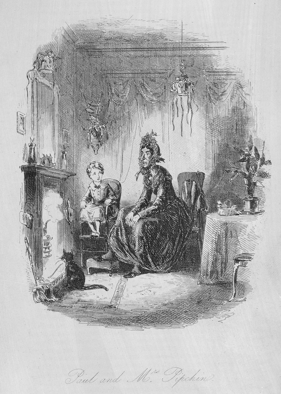 Paul and Mrs. Pipchin, Illustration from 'Dombey and Son' by Charles ...