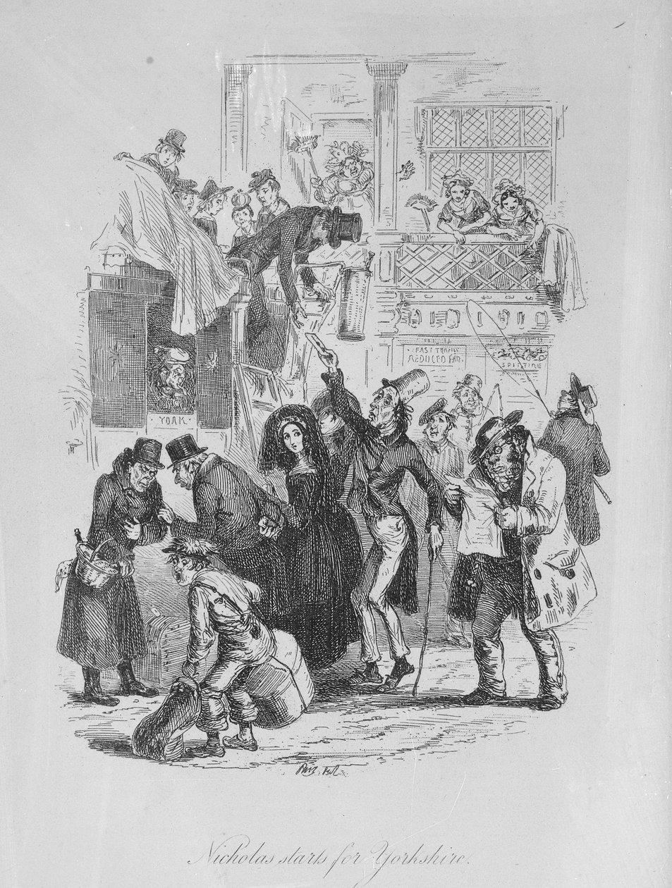 Nicholas starts for Yorkshire, illustration from 'Nicholas Nickleby' by ...