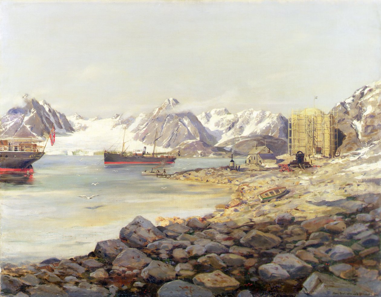 The Ships of the Andree Polar Expedition Anchored Off the Balcony ...