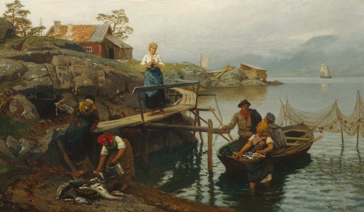 After Fishing by Hans Gude: Highest-quality art reproduction