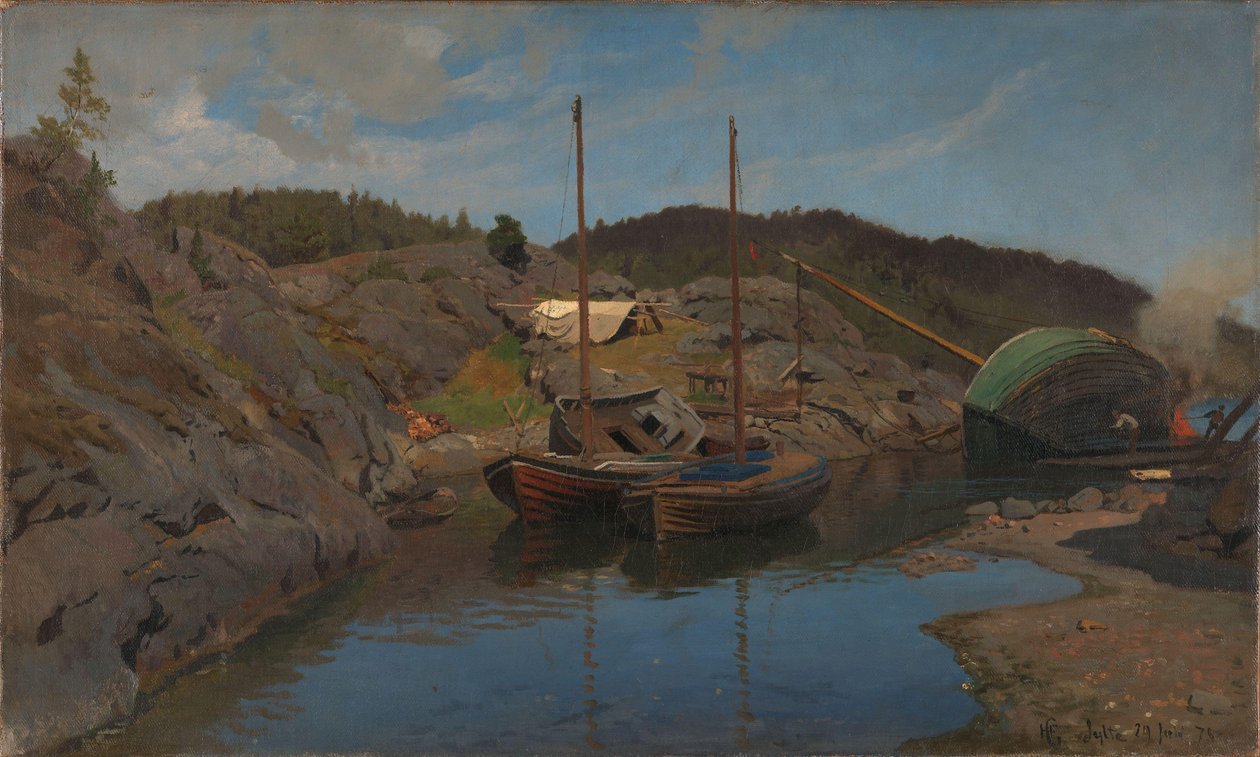 Pilotboats by Hans Gude: Highest-quality art reproduction
