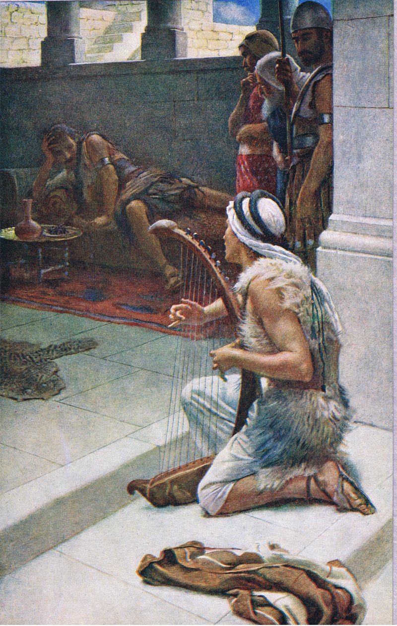 David Playing Before Saul (Illustration from Pictures That Teach The ...