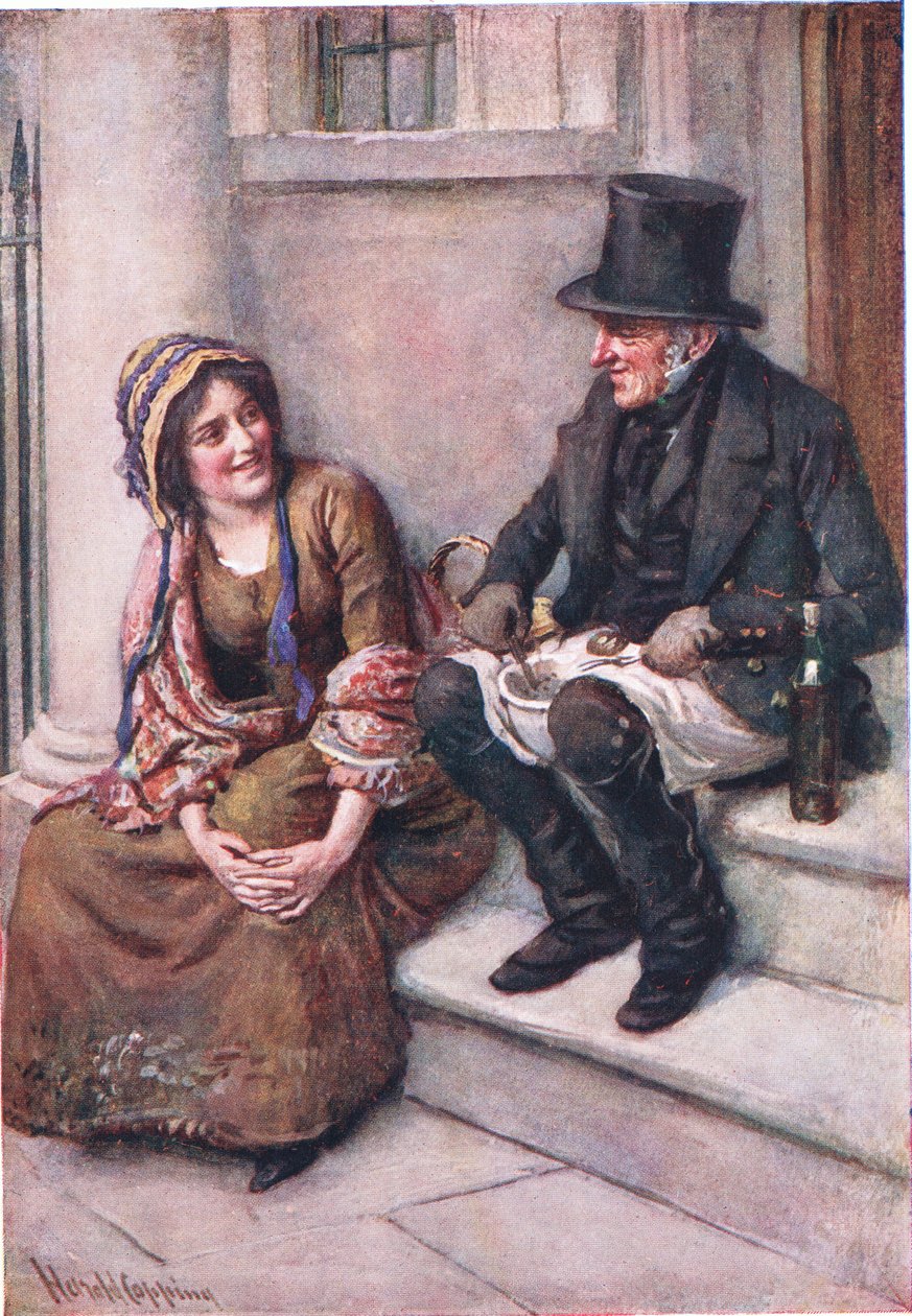 Trotty Veck and his Daughter Meg, illustration for 'Character Sketches ...