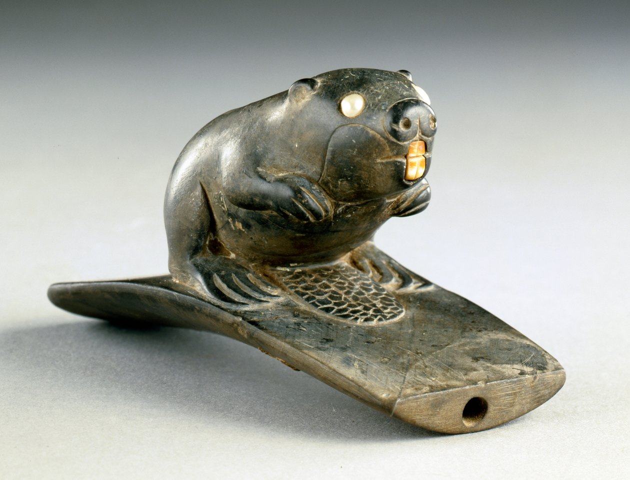 Beaver Effigy Platform Pipe, 100 BC-200 AD