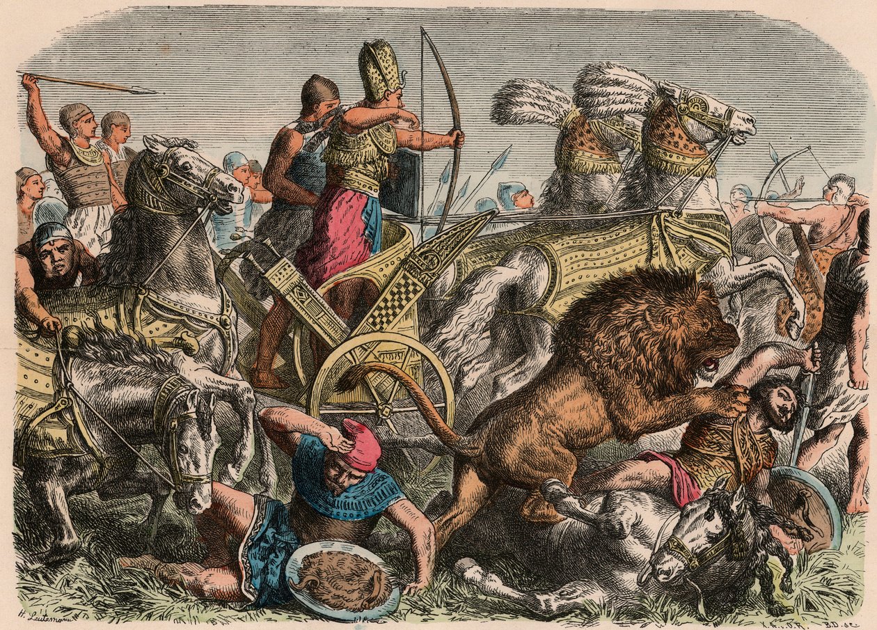 Ancient Egypt: Pharaoh Ramses II Fighting Against the War Lions of the ...